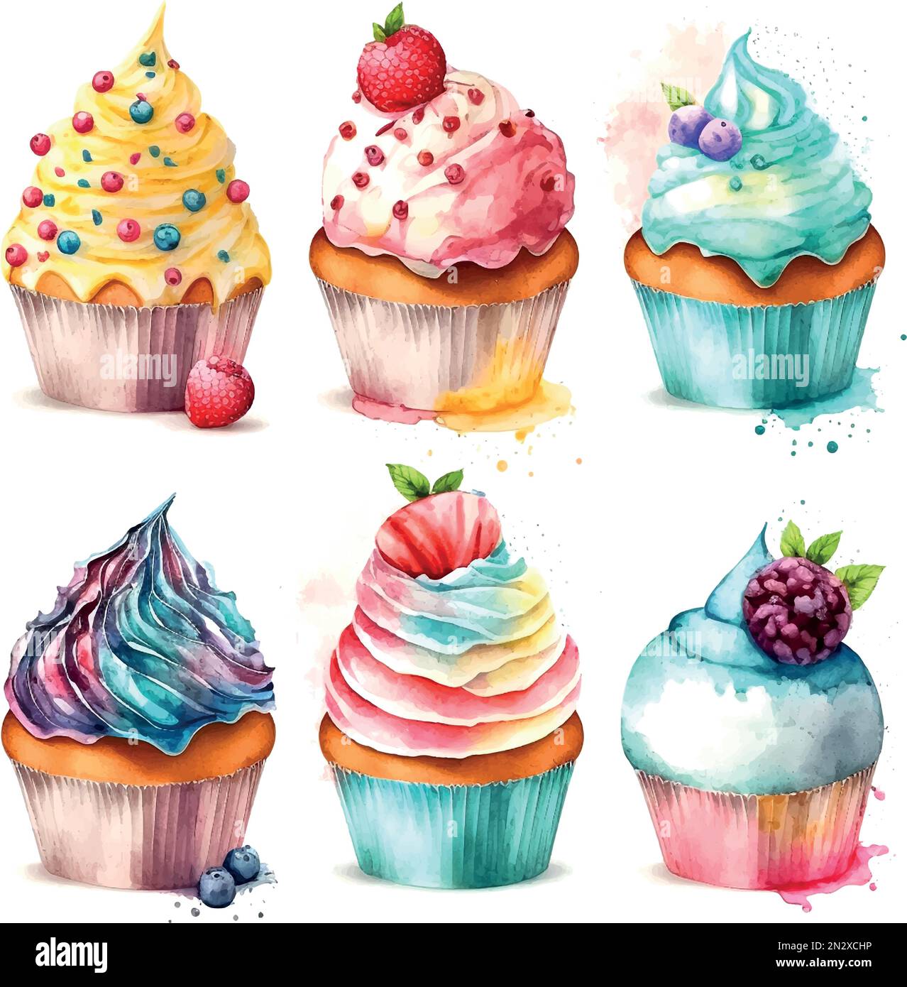 cupcake with cream. watercolor illustration Stock Vector Image & Art ...
