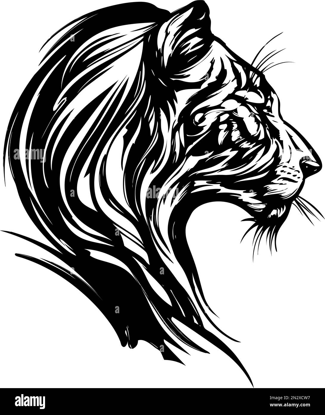 animal tiger, a large predatory cat, hand drawn vector illustration ...