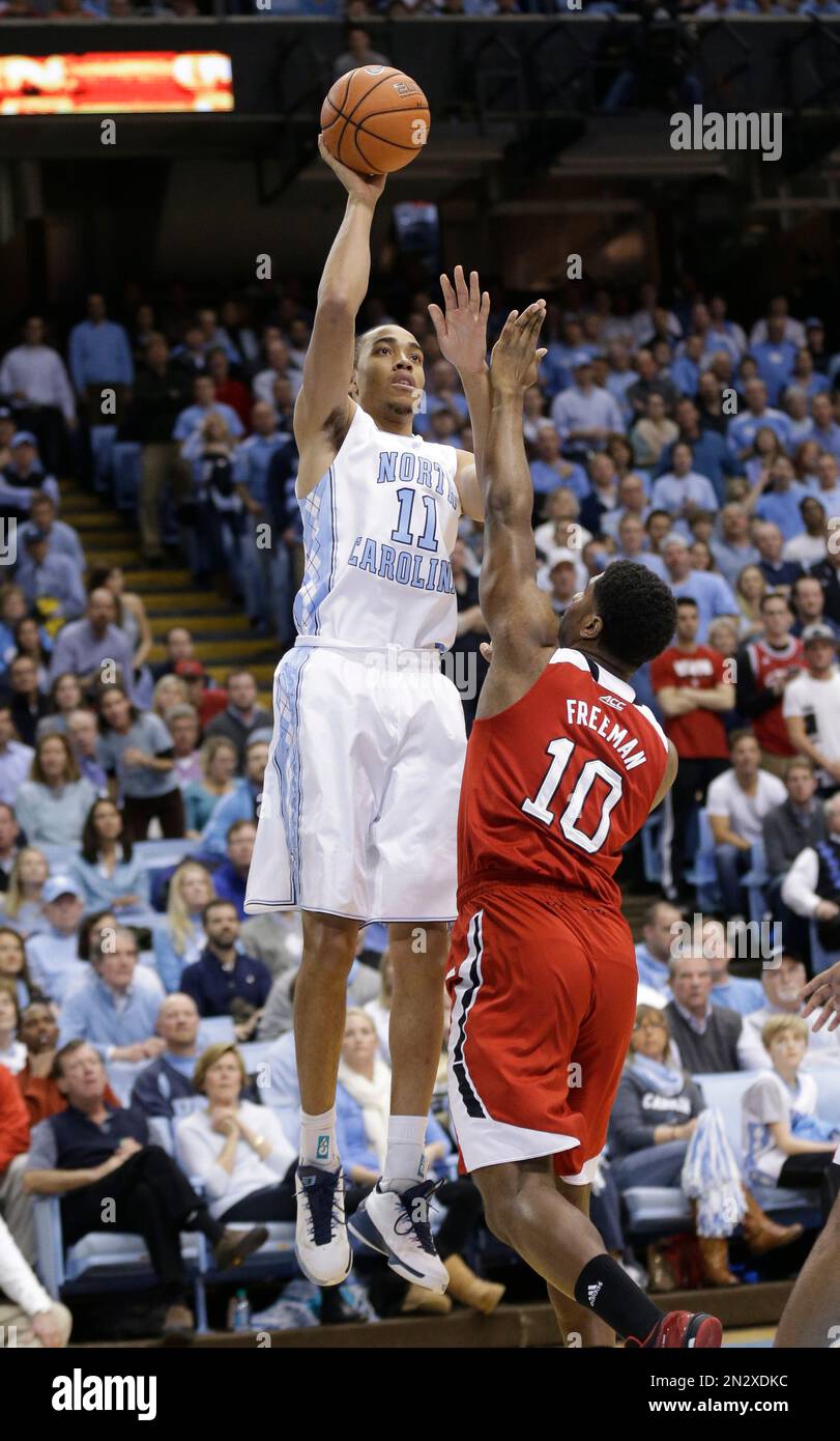 North Carolina's Brice Johnson (11) shoots as North Carolina State's ...