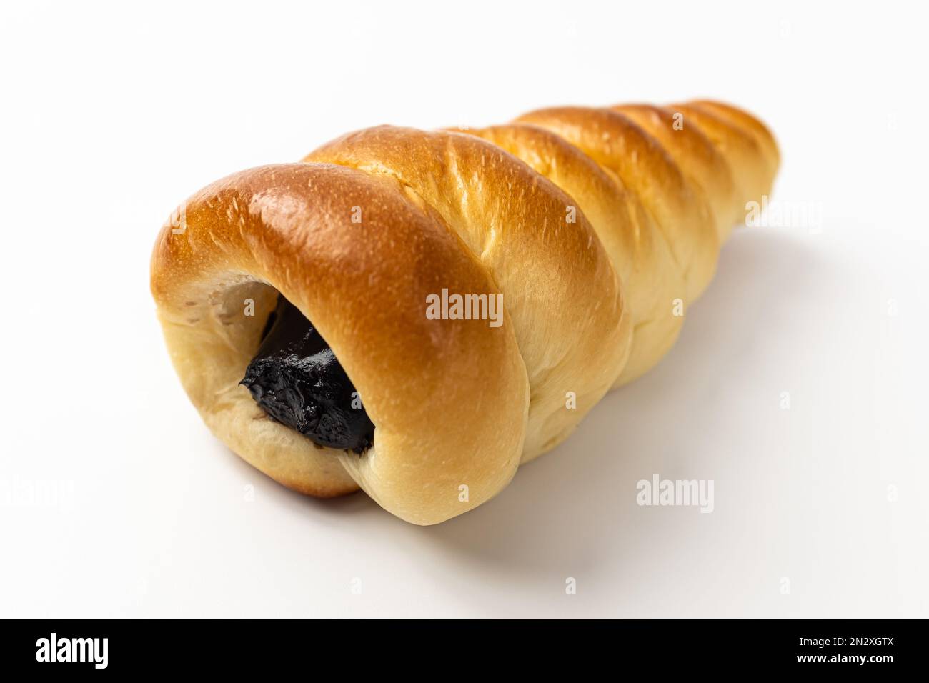 Bread with Chocolate Cream. cone shaped bread. sweet and soft dessert ...