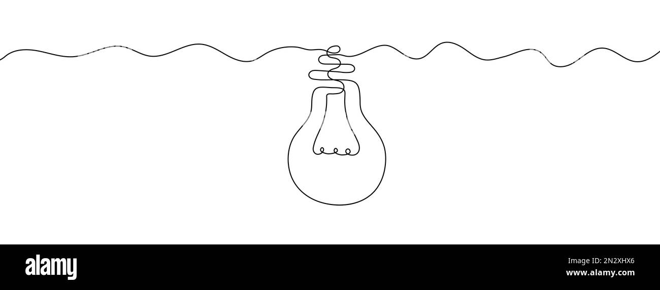 Linear background of light bulb. One continuous line drawing of a light ...