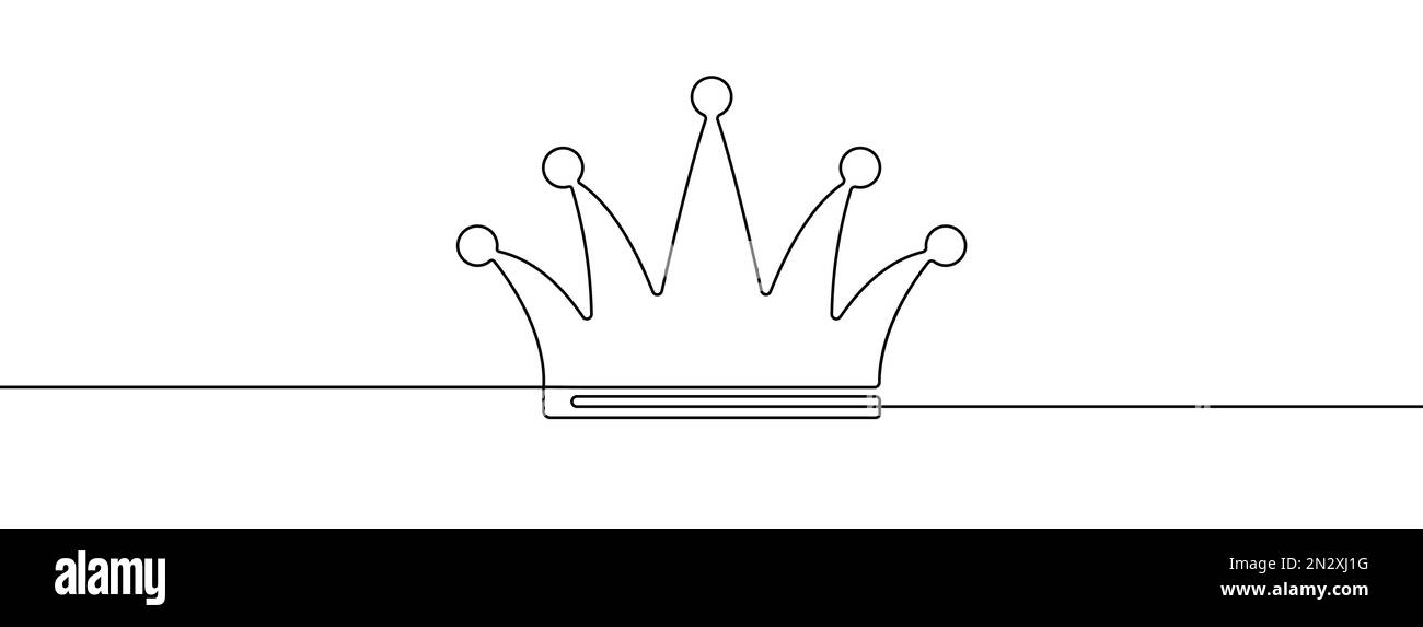 Crown linear background. One continuous line drawing of crown. Vector ...