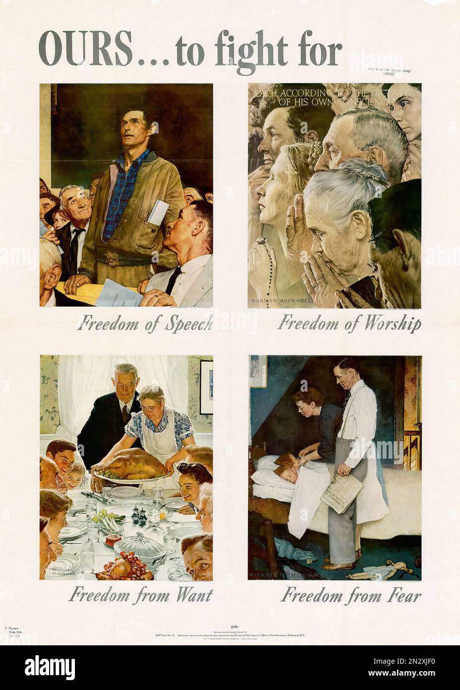 1943--The Four Freedoms - World War II - U.S propaganda Poster Stock ...