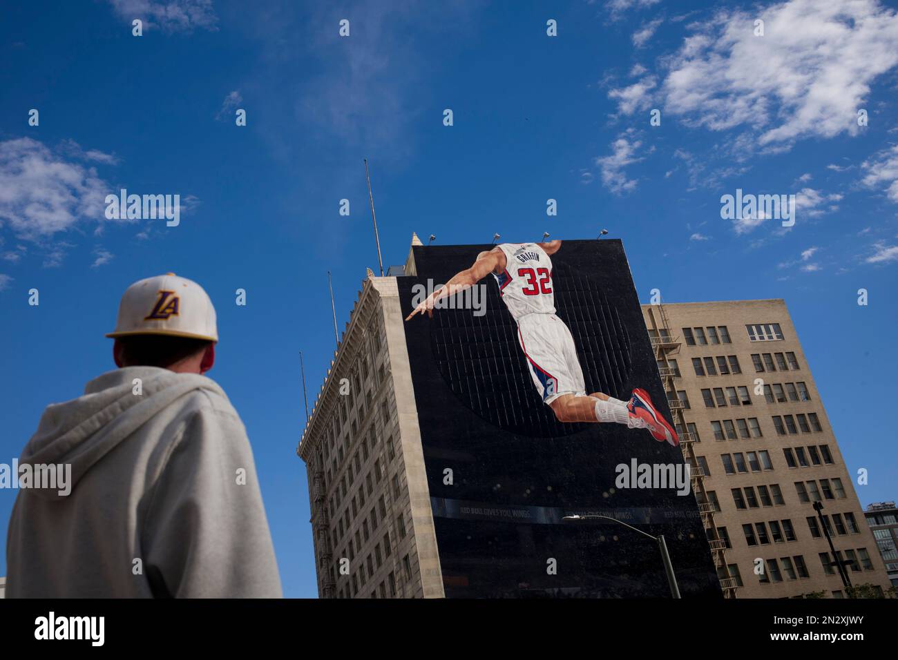 A headless mural of Los Angeles Clippers' Blake Griffin is painted on ...