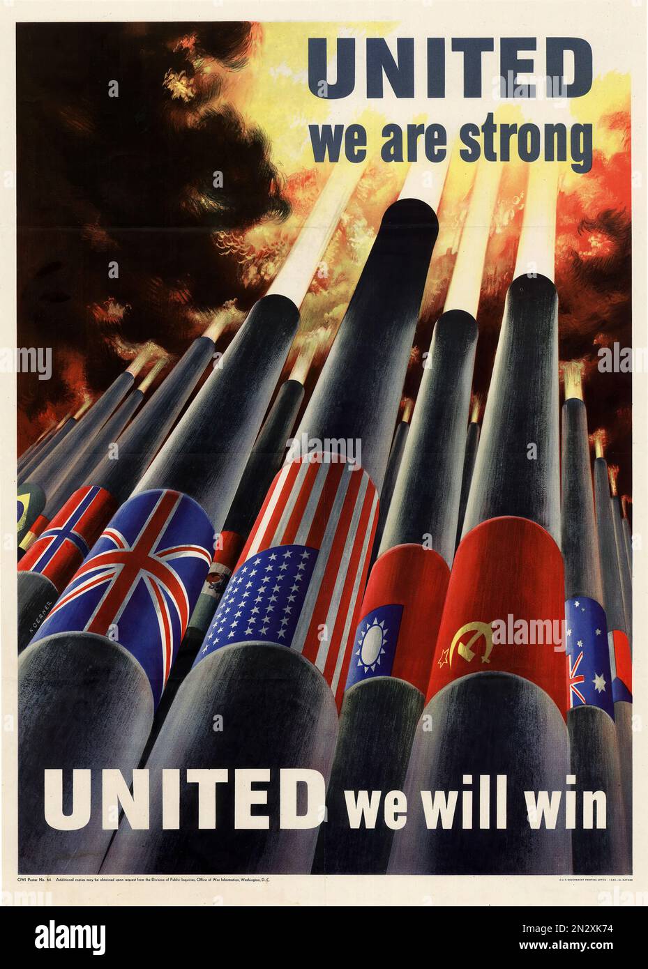 United We Will Win - US Propaganda Poster - WWII Stock Photo - Alamy