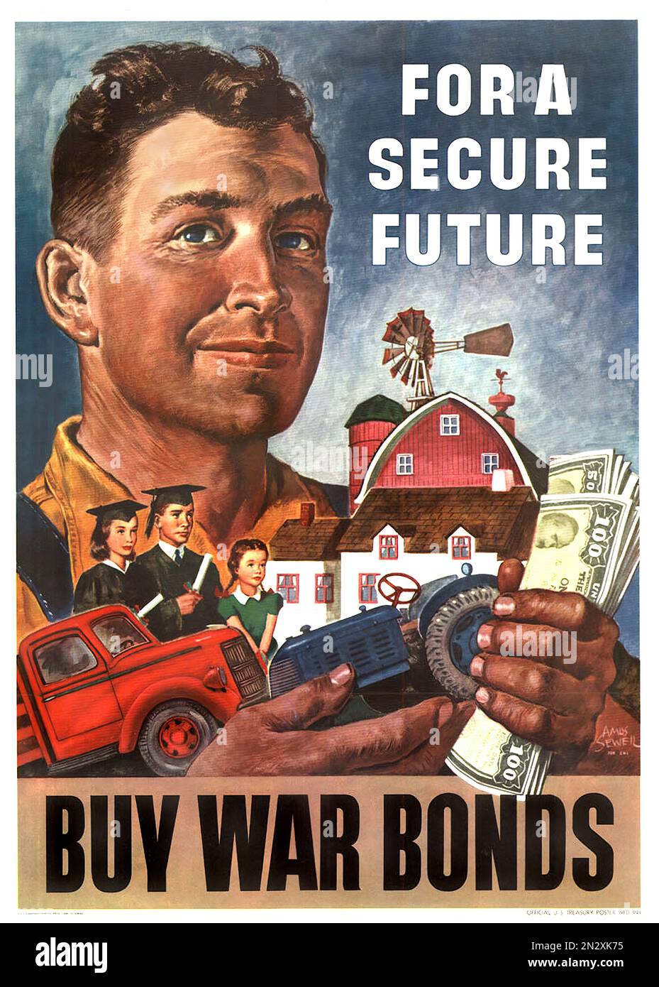 1943 For secure future! - World War II - U.S propaganda Poster Stock ...