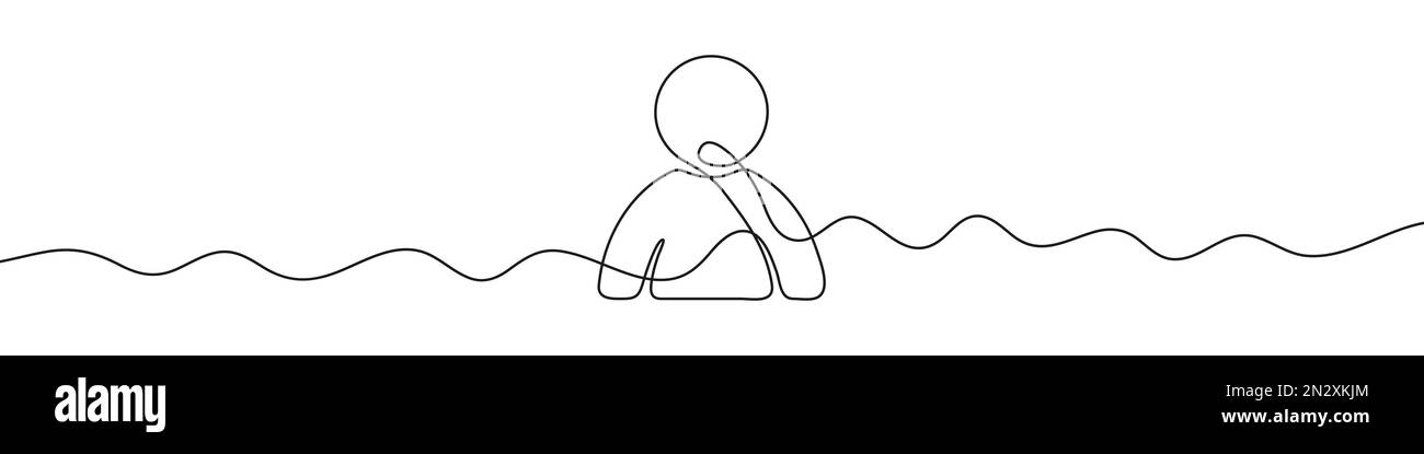 Continuous linear drawing of man. Single line drawing of a silhouette ...