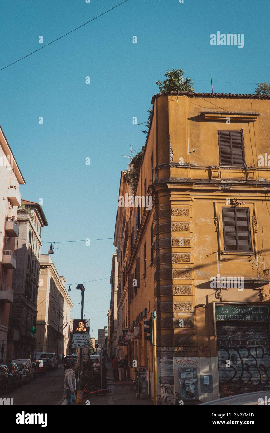 Rome Street View Buildings Shadow Sunset Stock Photo - Alamy