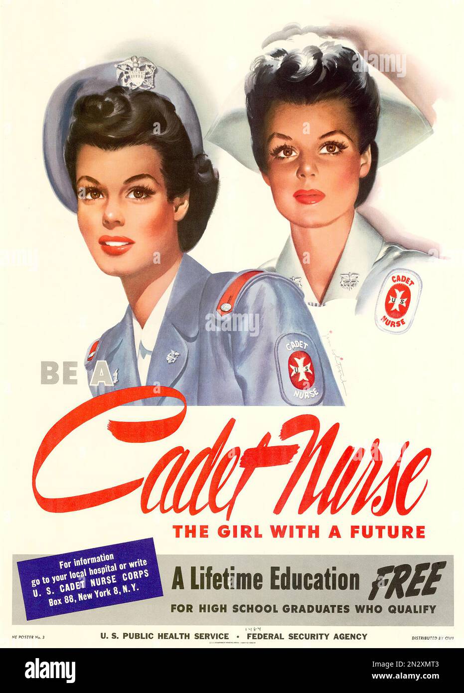 1944 - cadet-nurse - World War II - U.S propaganda Poster Stock Photo ...