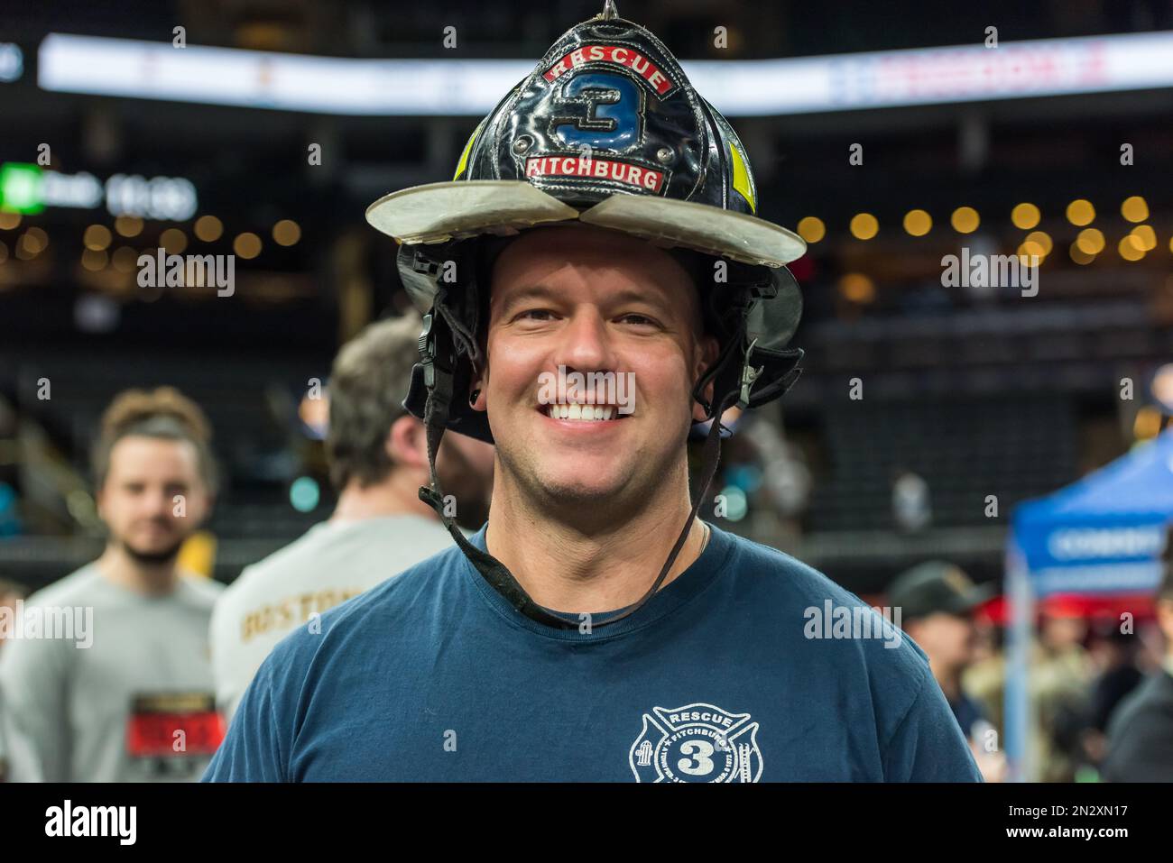 Firefighter smiling at the 7th Annual Boston BFit Challenge First ...