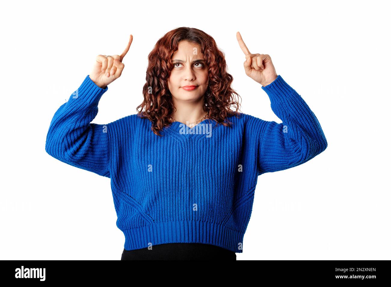 Young caucasian woman standing isolated over white background look ...