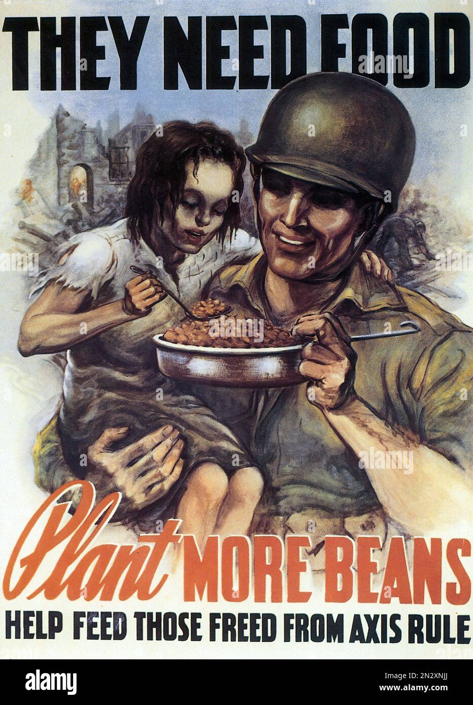 They Need Food - Plant More Beans - US Propaganda Poster - WWII Stock ...
