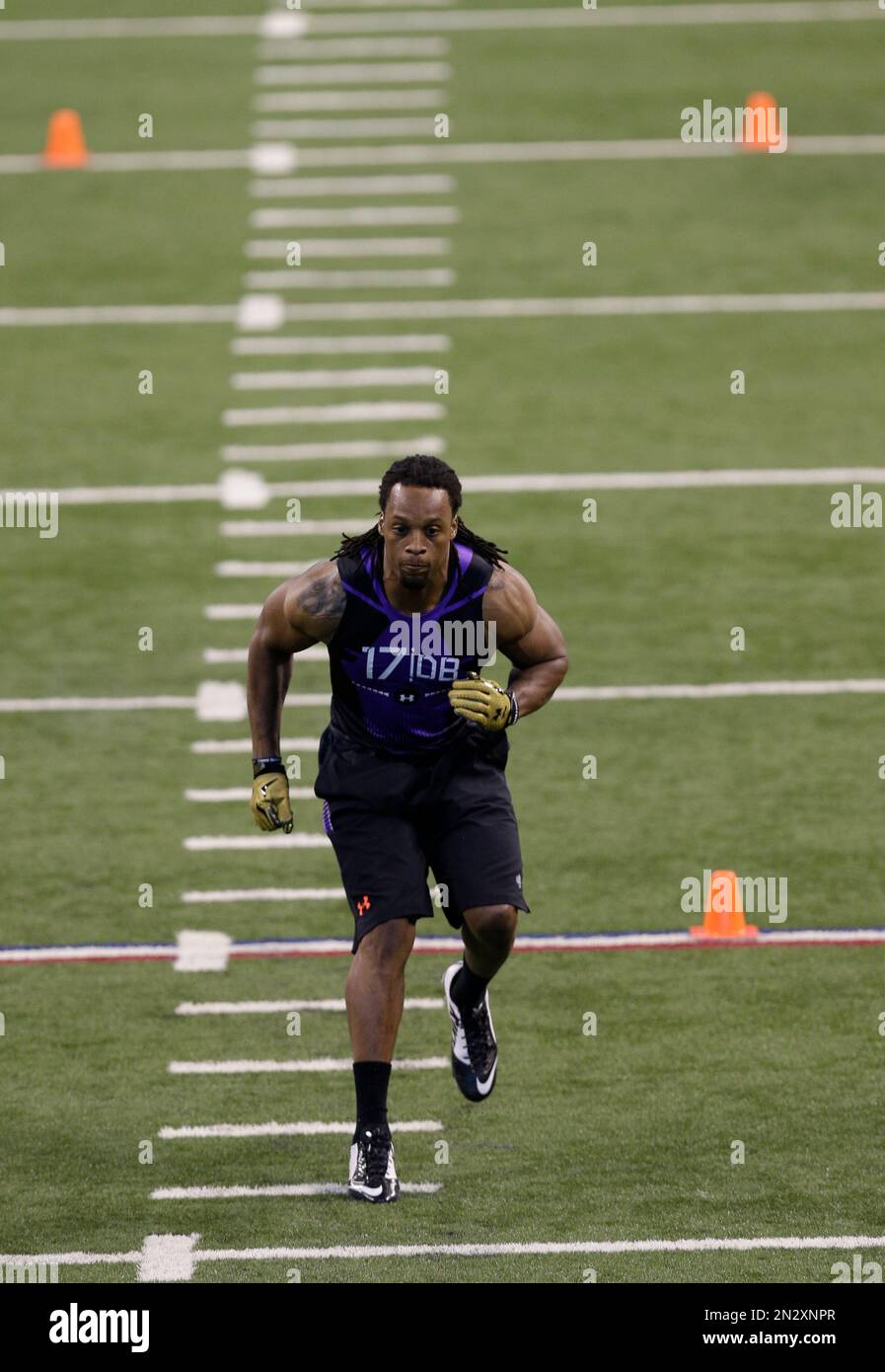 Central Florida defensive back Clayton Geathers runs a drill at the NFL ...