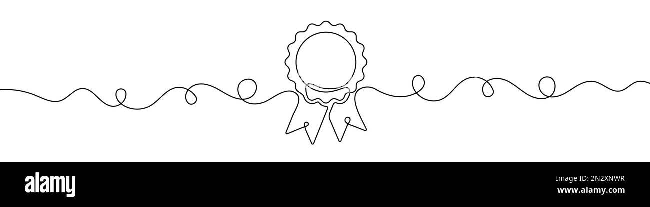 Continuous linear drawing of medal. Single line drawing of award win ...