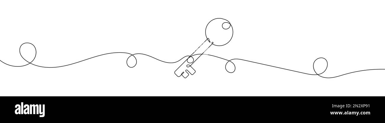 Key line background. One continuous line drawing of key. Vector ...