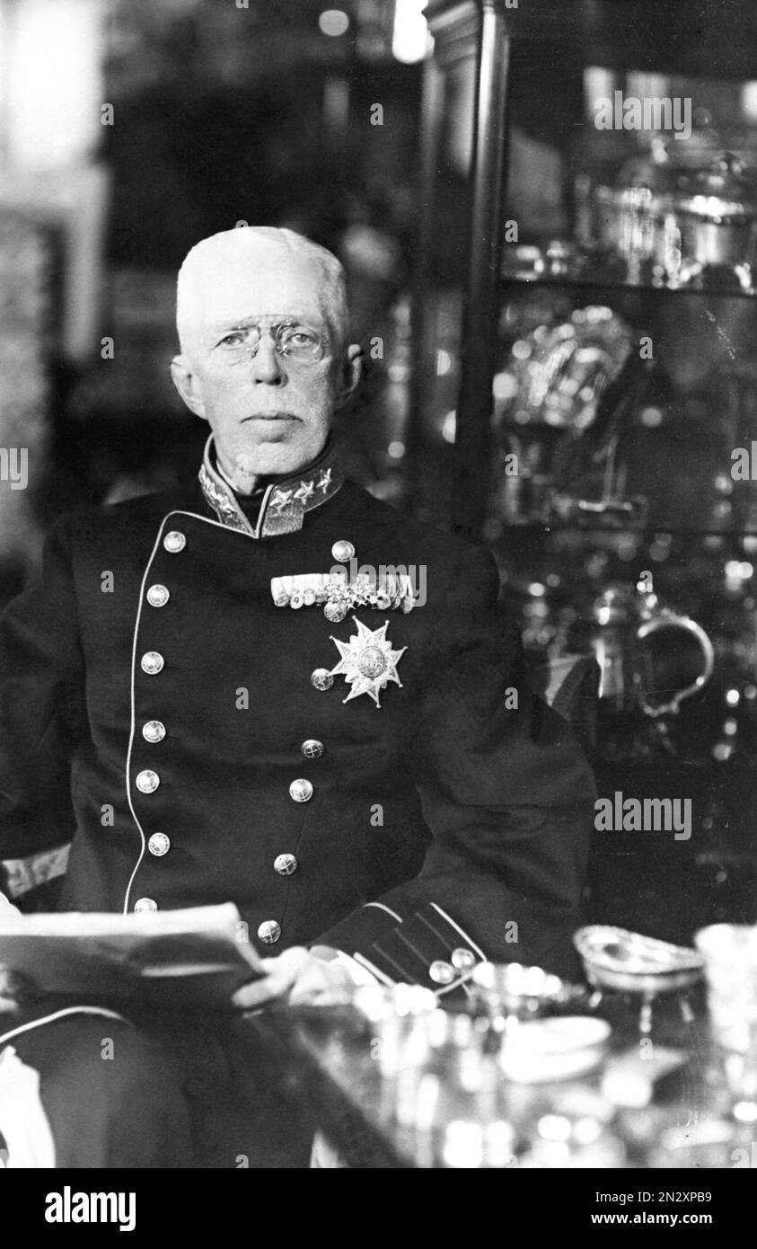 Official portrait of H.M King Gustaf V of Sweden, taken on his 75th ...