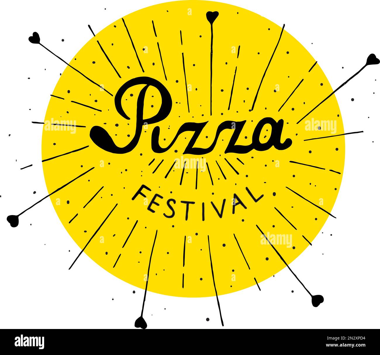Pizza Fest lettering hand drawn. Isolated on white background Stock ...