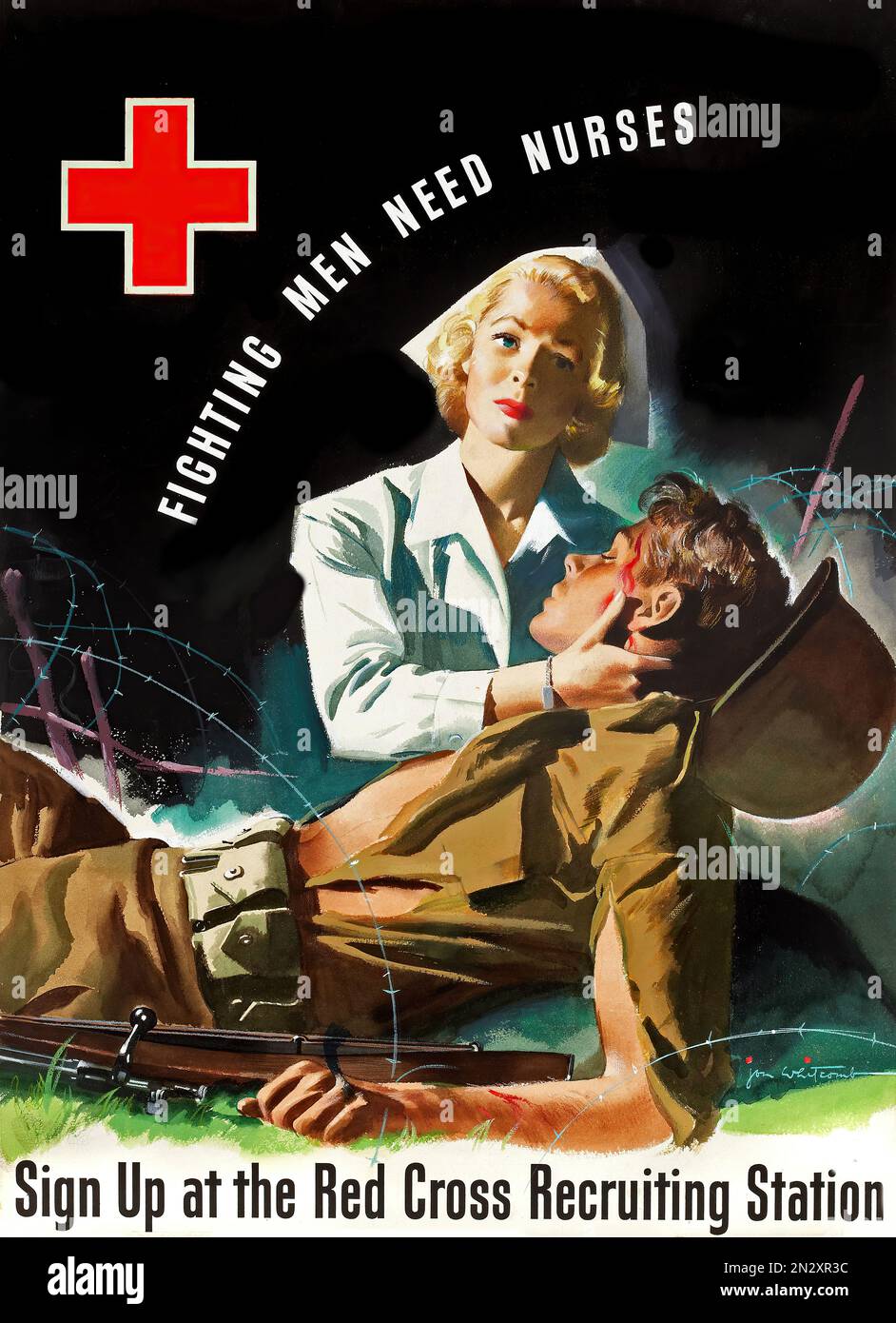 Fighting men need nurses - World War II - U.S propaganda Poster Stock ...