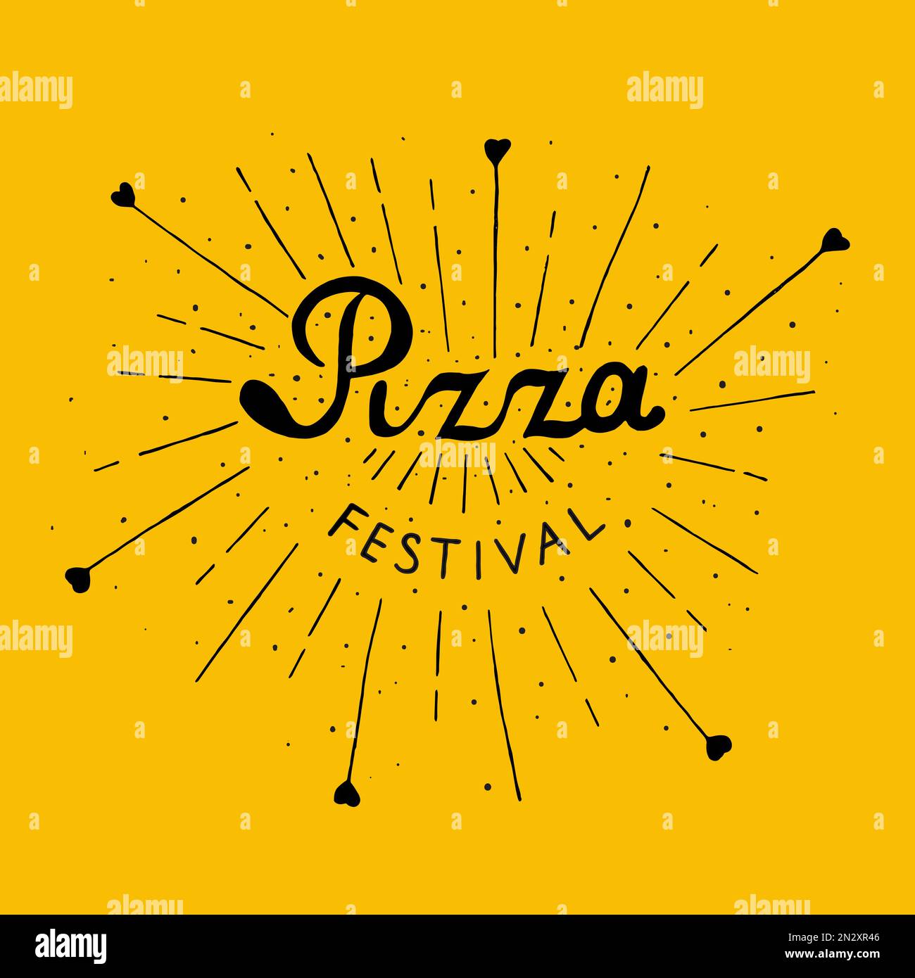 Pizza Fest lettering hand drawn. Isolated on white background Stock ...