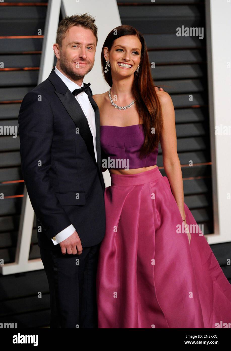 Chris Hardwick, left, and Lydia Hears arrive at the 2015 Vanity Fair ...
