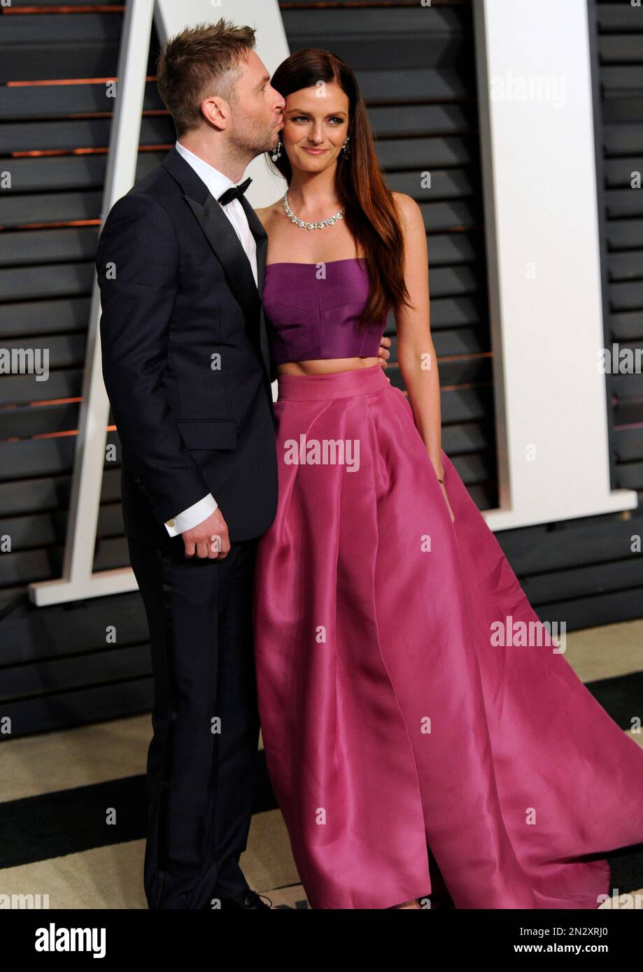 Chris Hardwick, left, and Lydia Hears arrive at the 2015 Vanity Fair ...