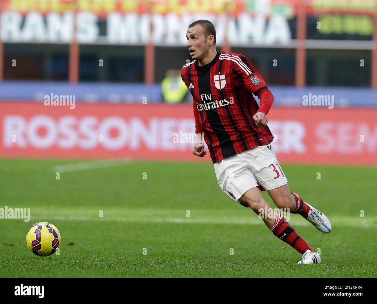 AC Milan’s Luca Antonelli controls the ball during the Serie A soccer ...