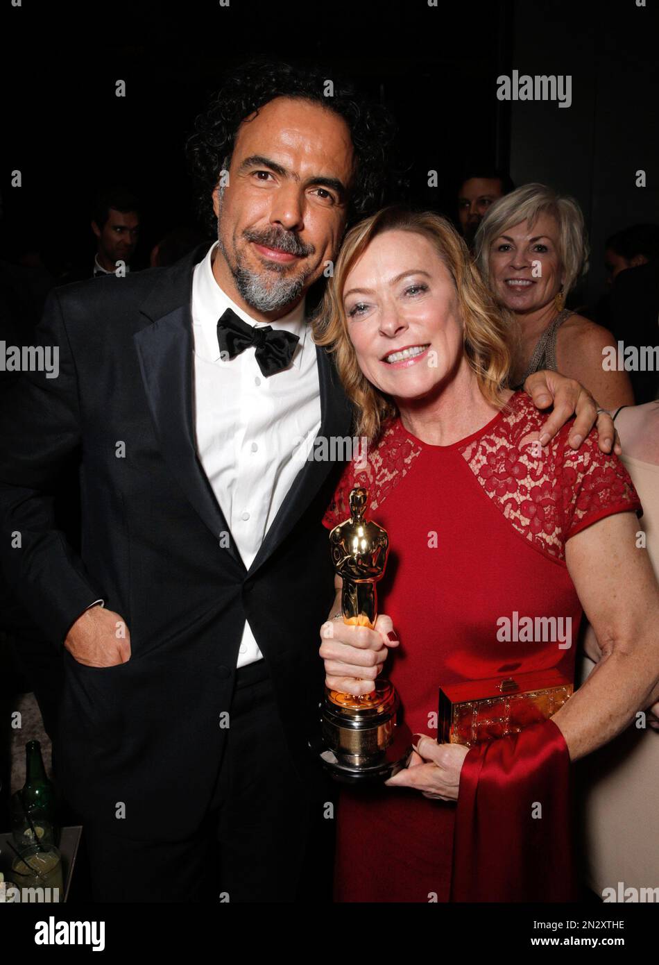 Alejandro Gonz lez I rritu, left, and Nancy Utley are seen at the 20th Century Fox & Fox ...