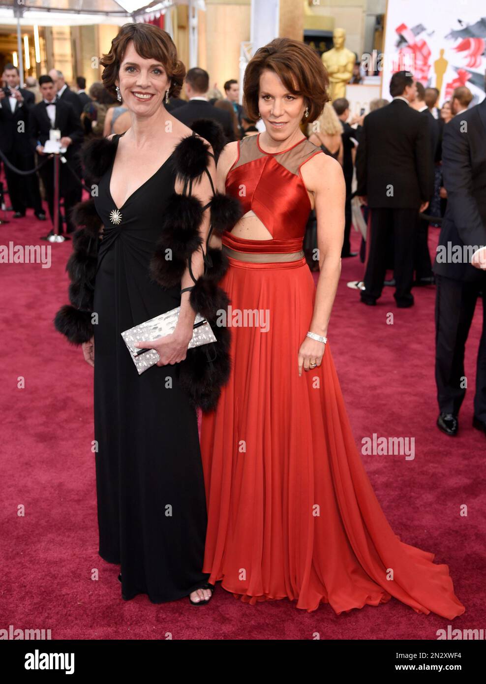 Dana Perry, left, and Ellen Goosenberg Kent arrive at the Oscars on ...