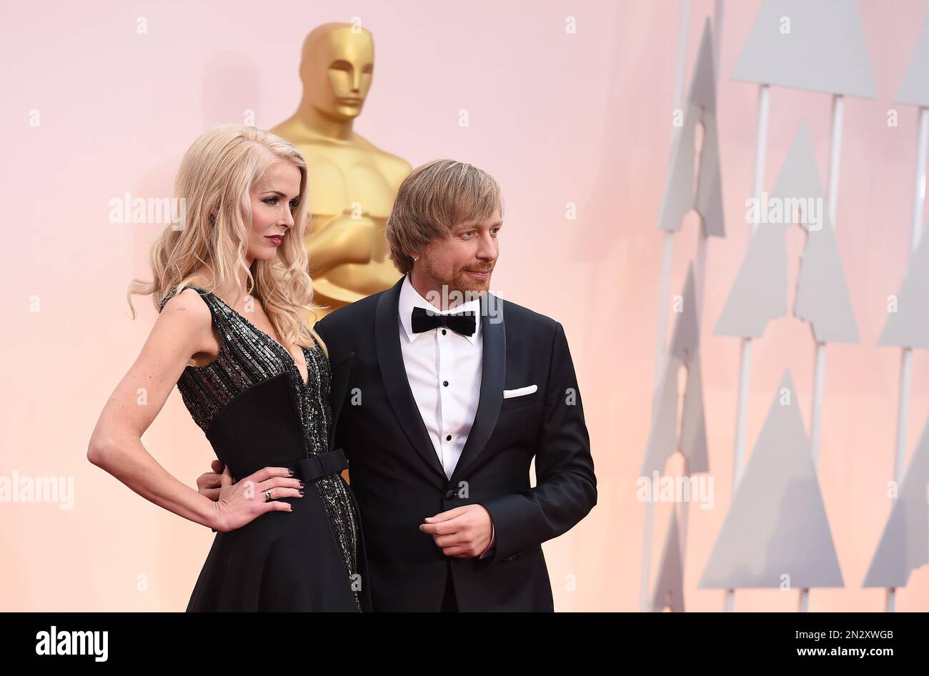 Janne Tyldum, left, and Morten Tyldum arrive at the Oscars on Sunday ...