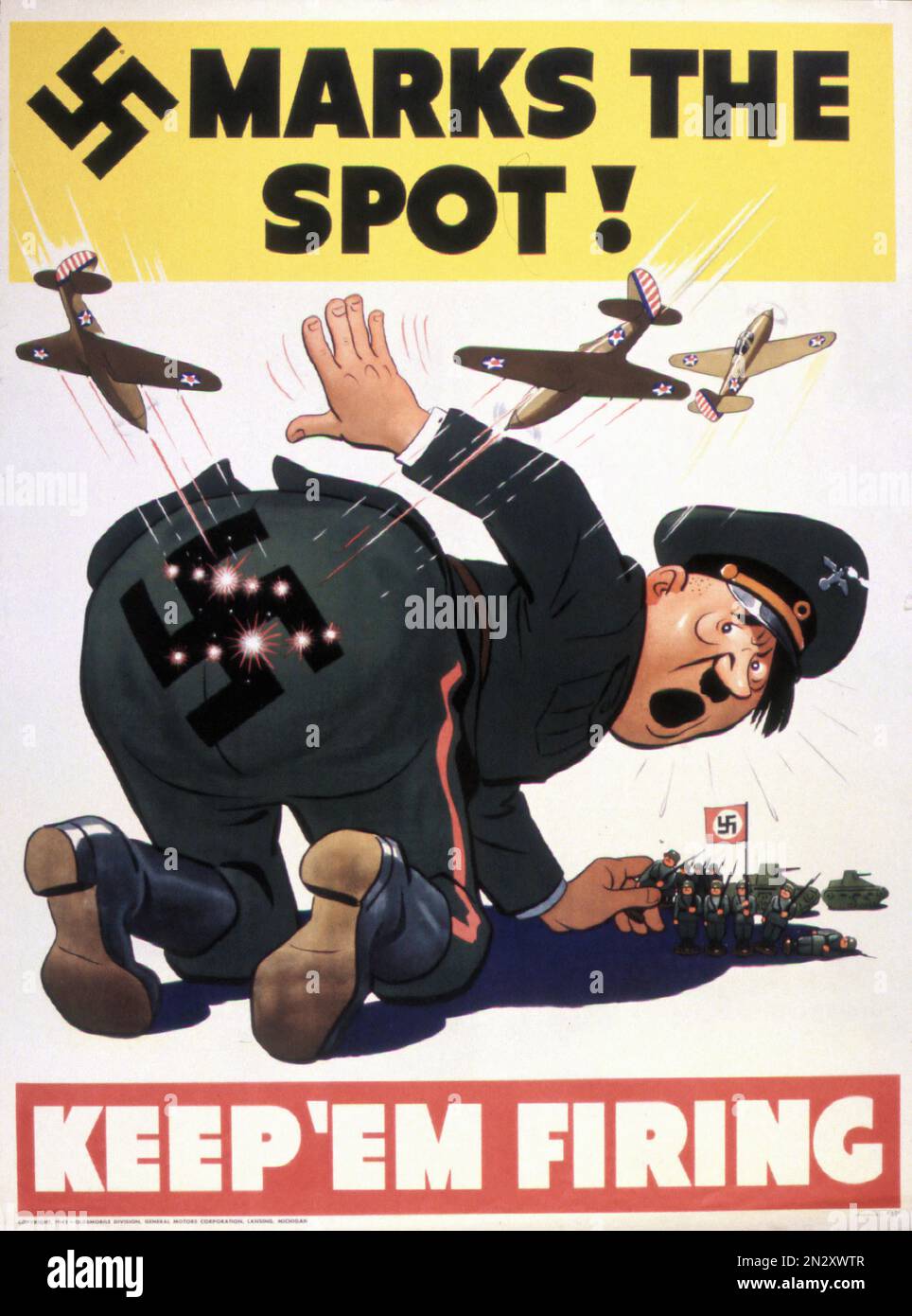 Marks The Spot - World War II - Comic style U.S propaganda Poster Stock ...