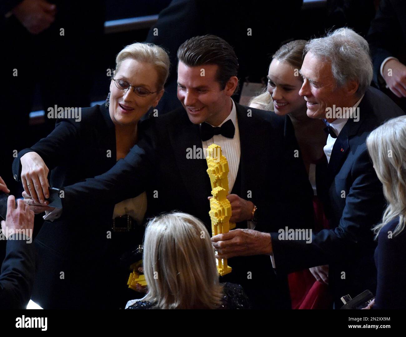 Meryl Streep, from left, Bradley Cooper, Suki Waterhouse, and Clint ...