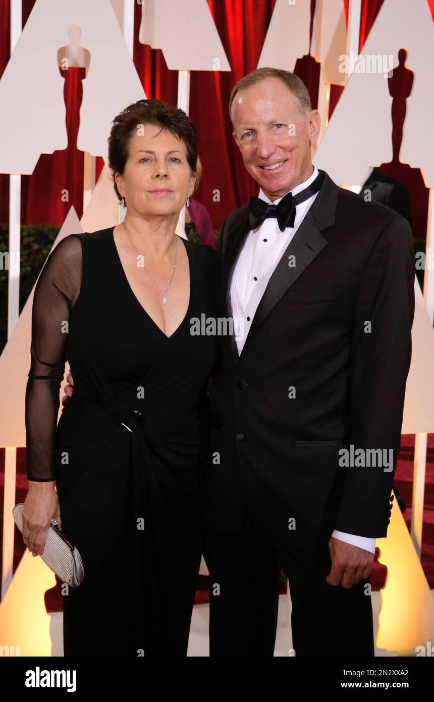 Karen Lancaster, left, and David Lancaster arrive at the Oscars on ...