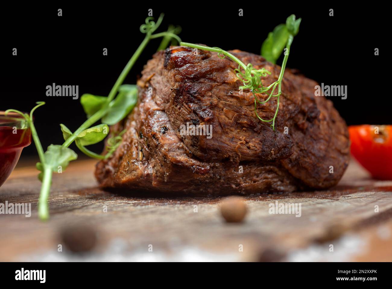 Dishes from the chef of the restaurant. A dish on a table in a cafe ...
