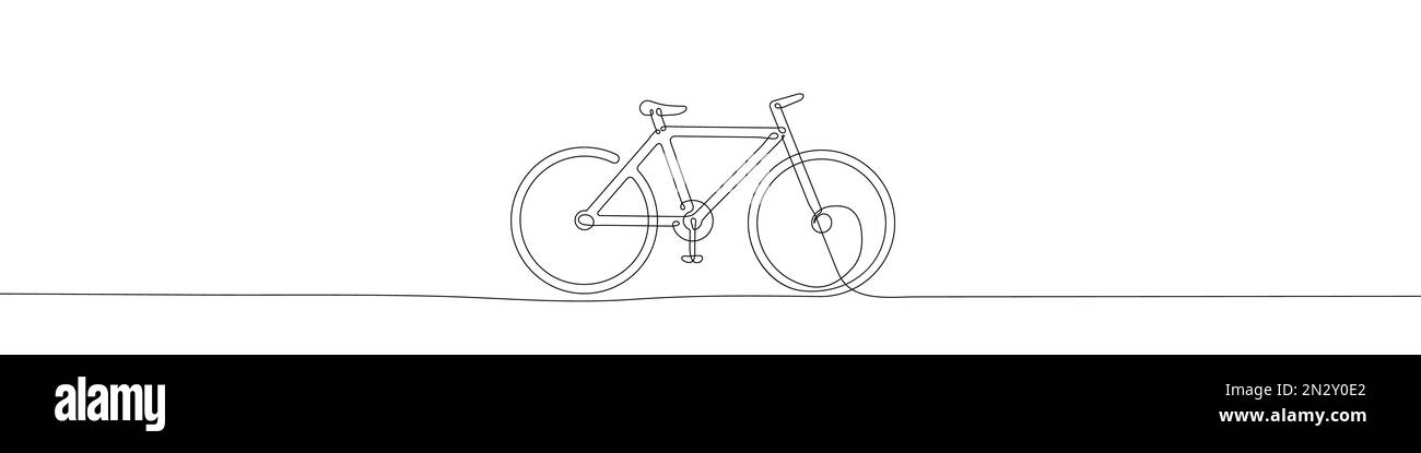 Continuous one line drawing silhouette of bicycle. The bicycle linear ...