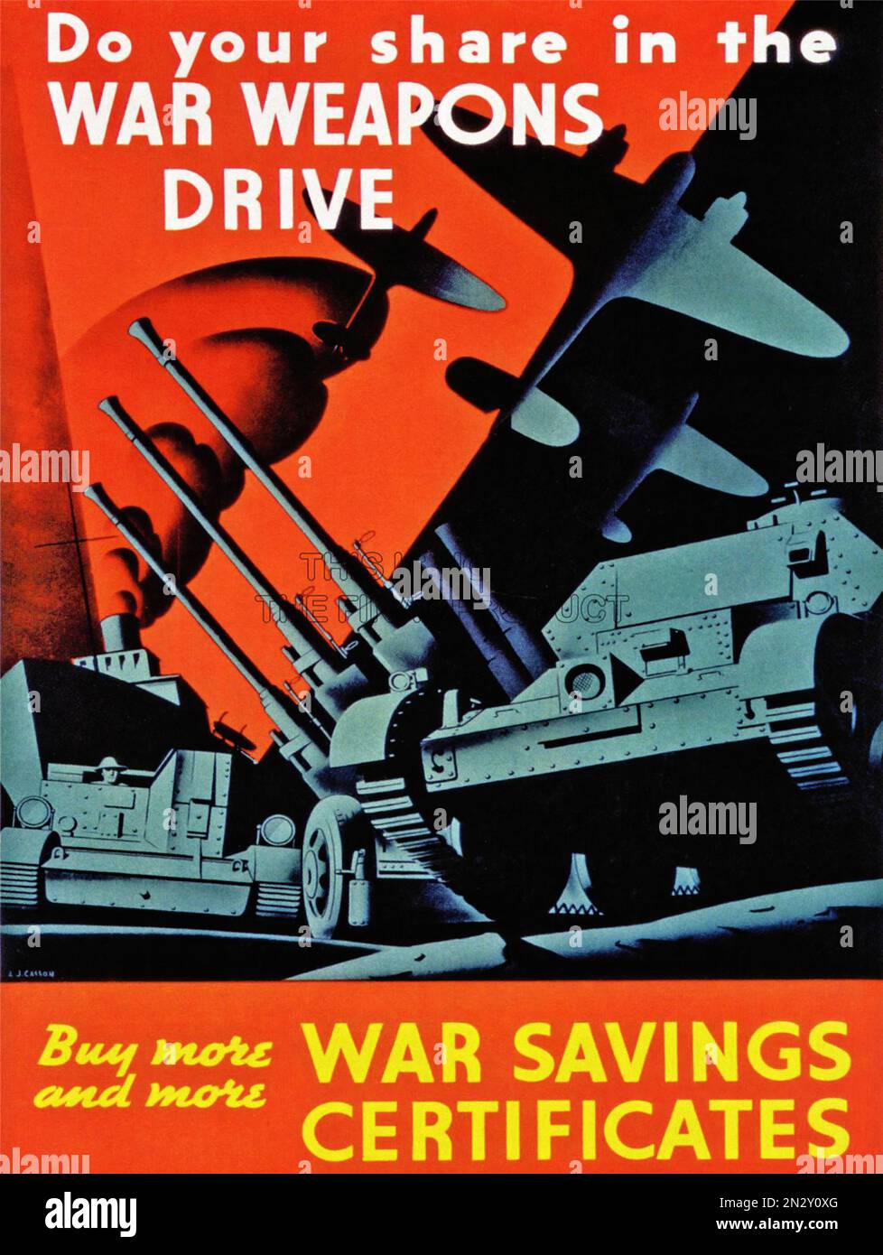 War Weapons Drive - World War II - U.S propaganda Poster Stock Photo ...