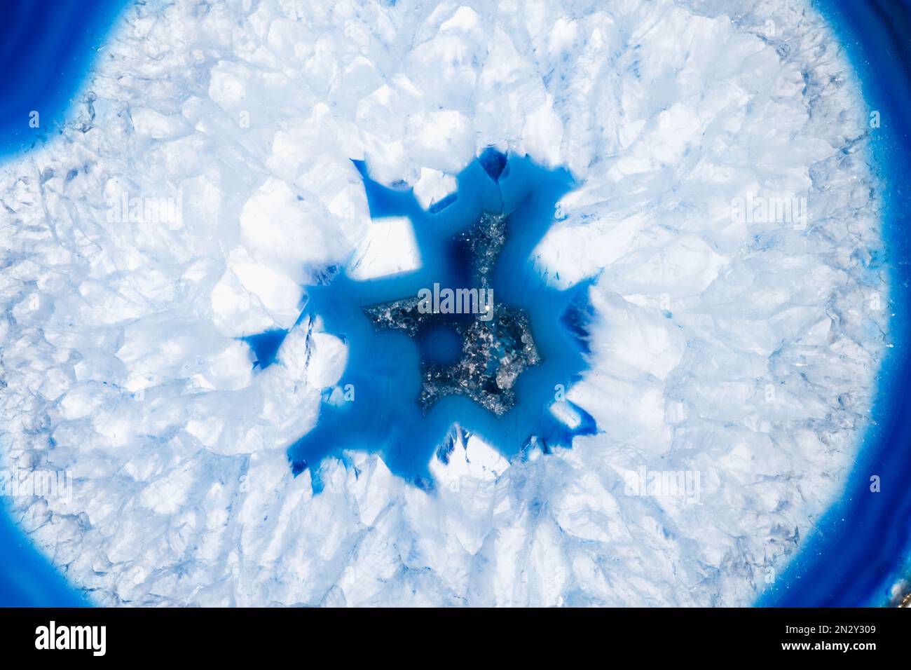 Amazing blue agate cut cross section. Natural crystal mineral formation ...