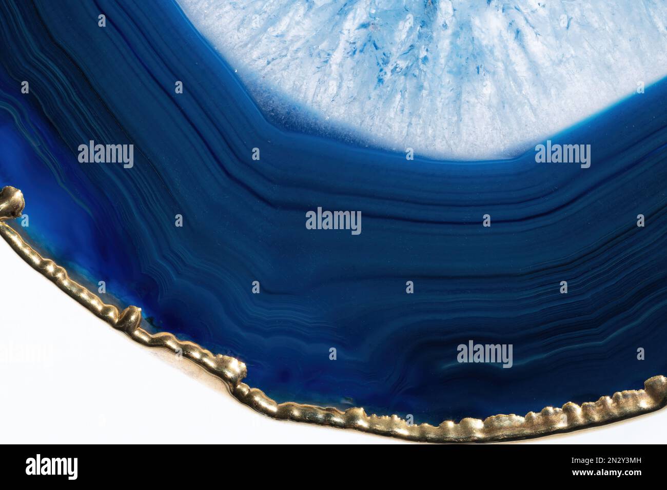 Amazing blue agate cut cross section with gold edge. Natural crystal ...