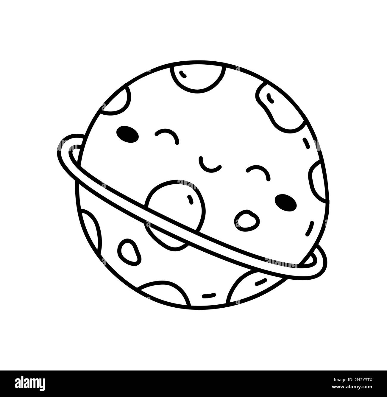 Cute smiling planet isolated on white background. Vector hand-drawn ...