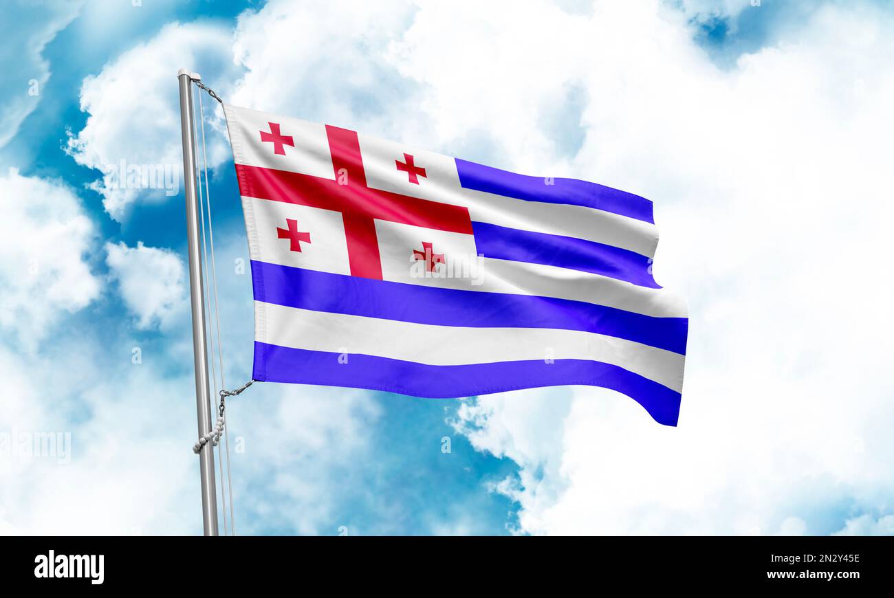 Ajaria flag waving on sky background. 3D Rendering Stock Photo - Alamy