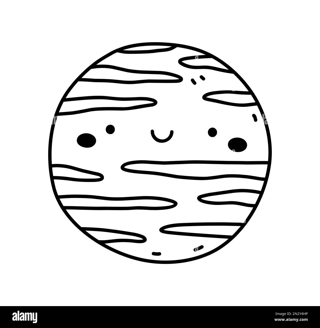 Cute smiling planet isolated on white background. Vector hand-drawn ...
