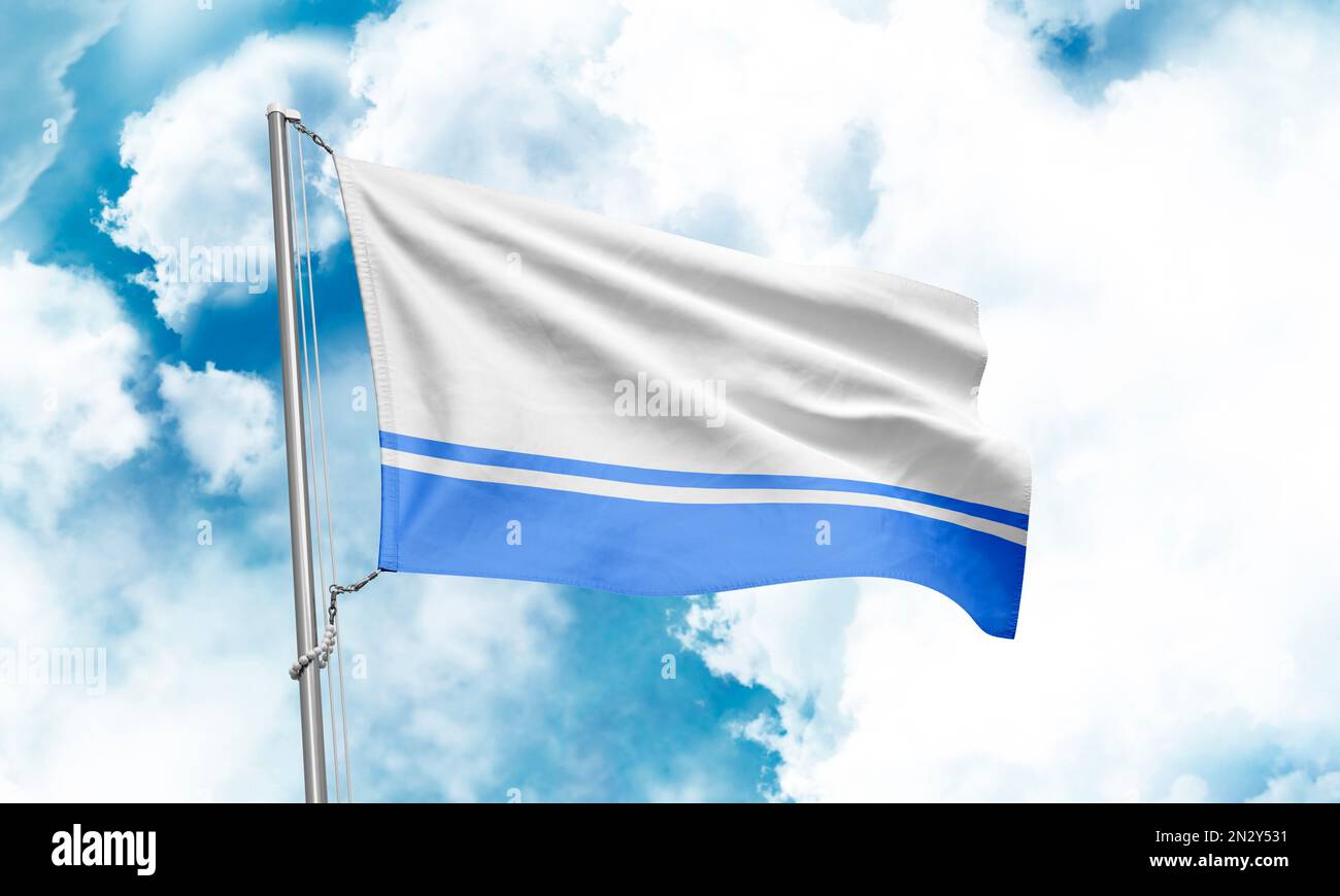 Altai Republic flag waving on sky background. 3D Rendering Stock Photo ...