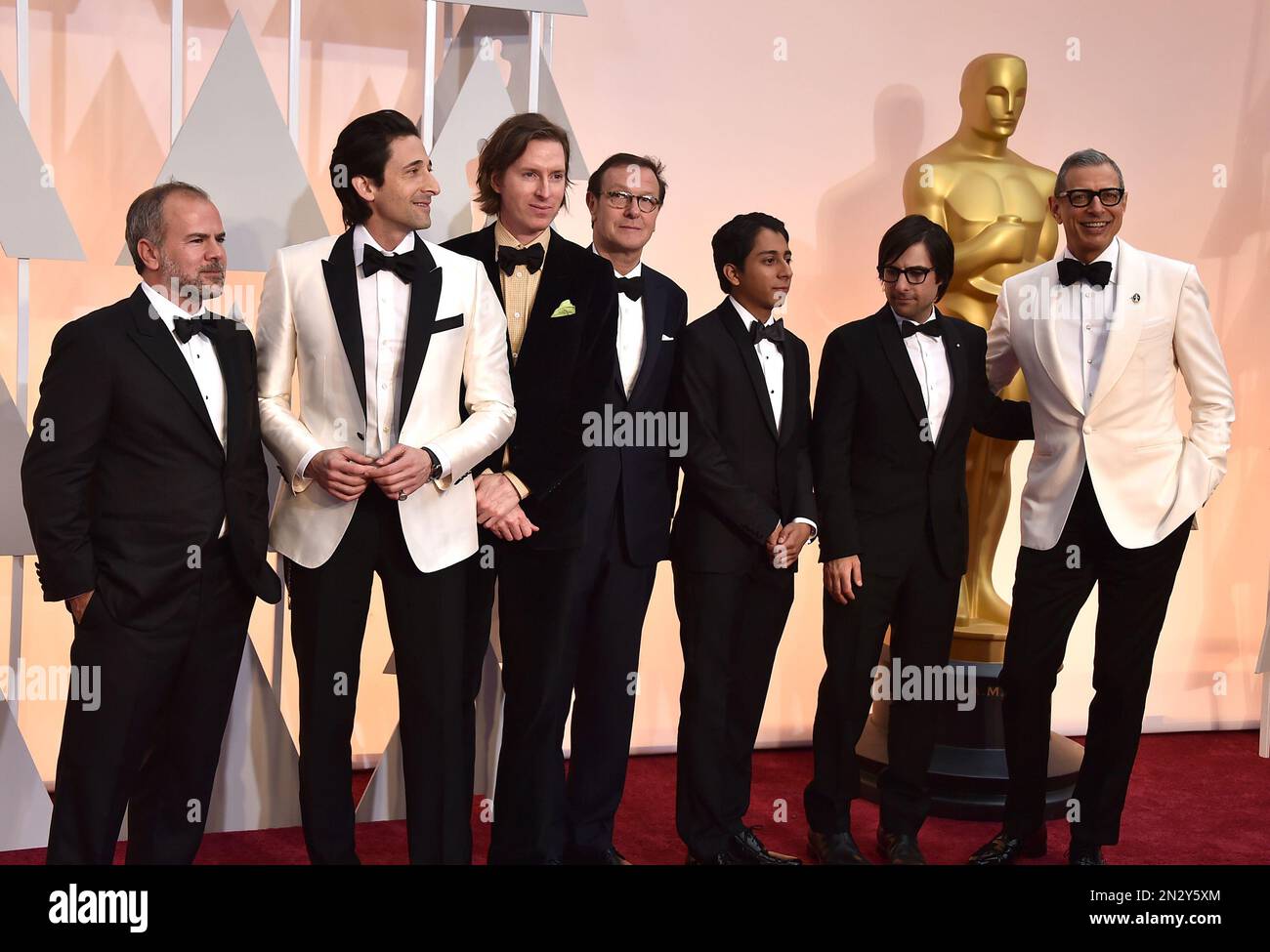 Jeremy Dawson, from left, Adrien Brody, Wes Anderson, Hugo Guinness ...