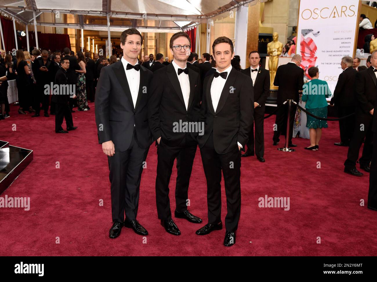 Andy Samberg, from left, Akiva Schaffer and Jorma Taccone arrive at the ...