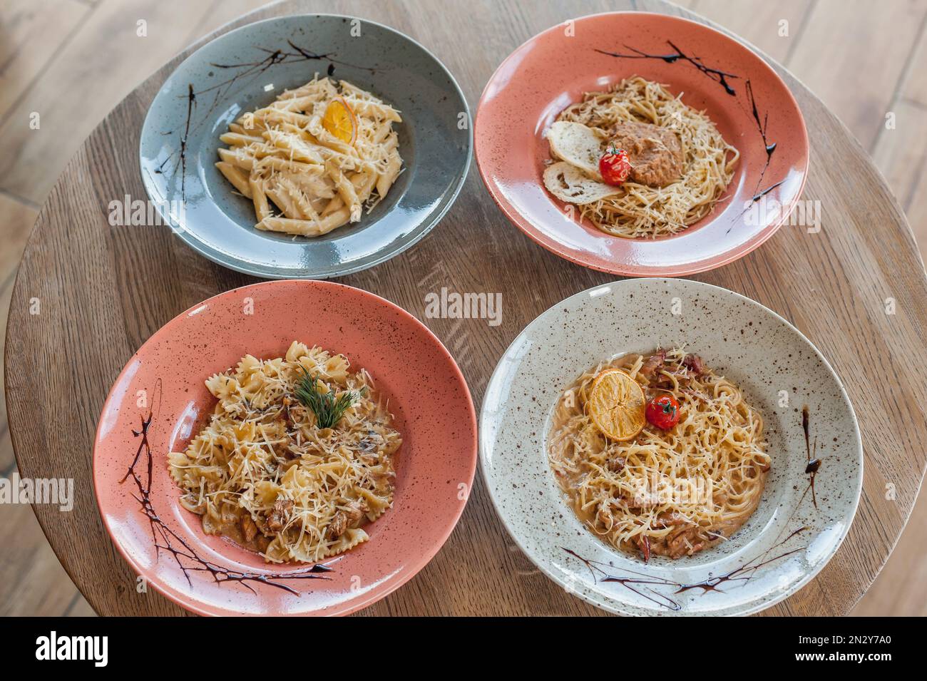 Dishes from the chef of the restaurant. A dish on a table in a cafe ...