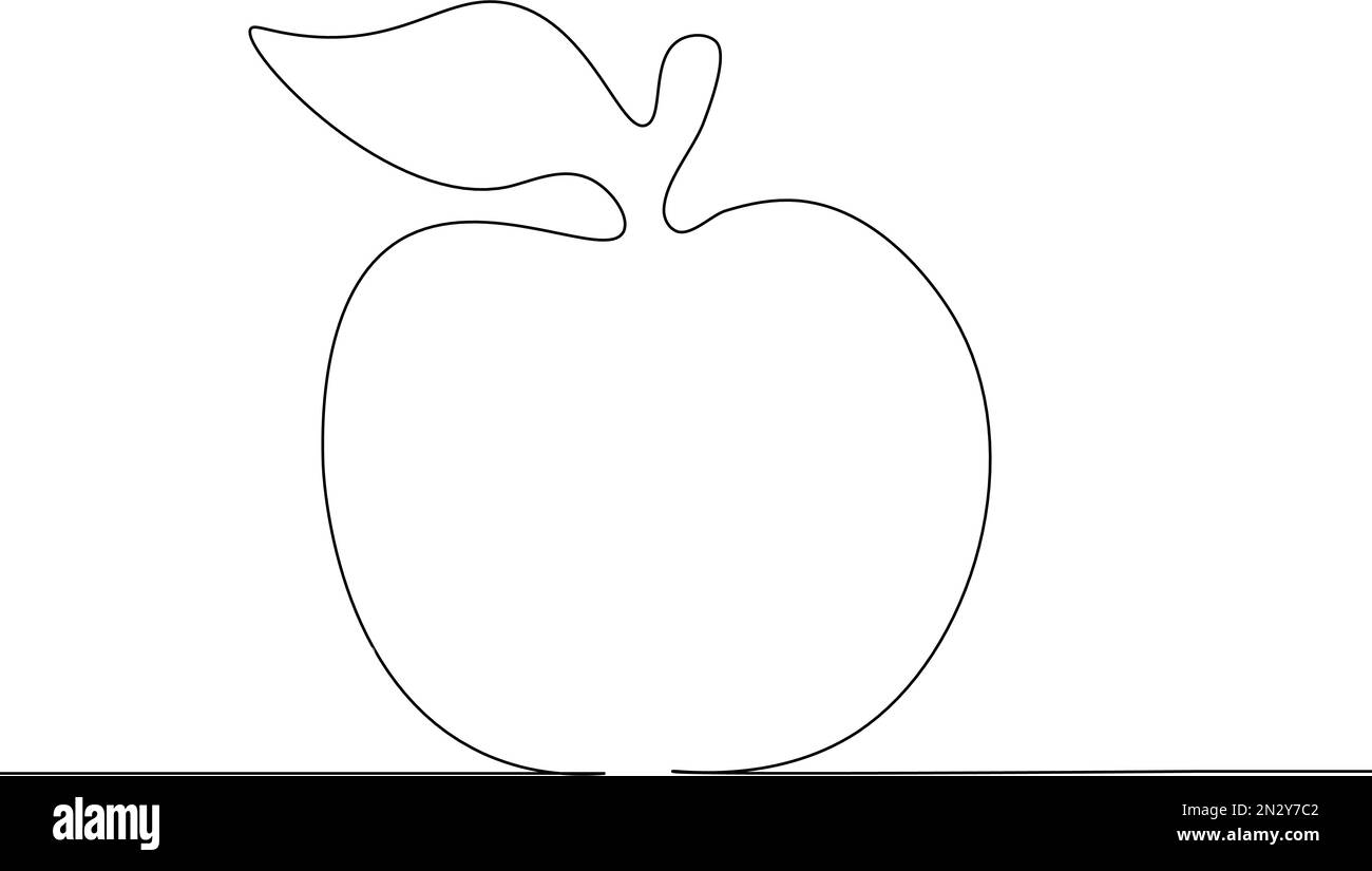 Apple - one line drawing. Continuous line. Hand-drawn minimalist ...