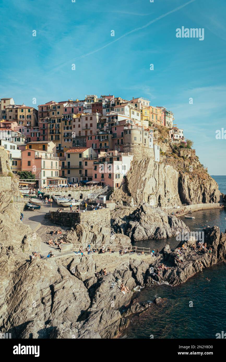 Cinque Terre shoreline at Sunset Italy Stock Photo - Alamy