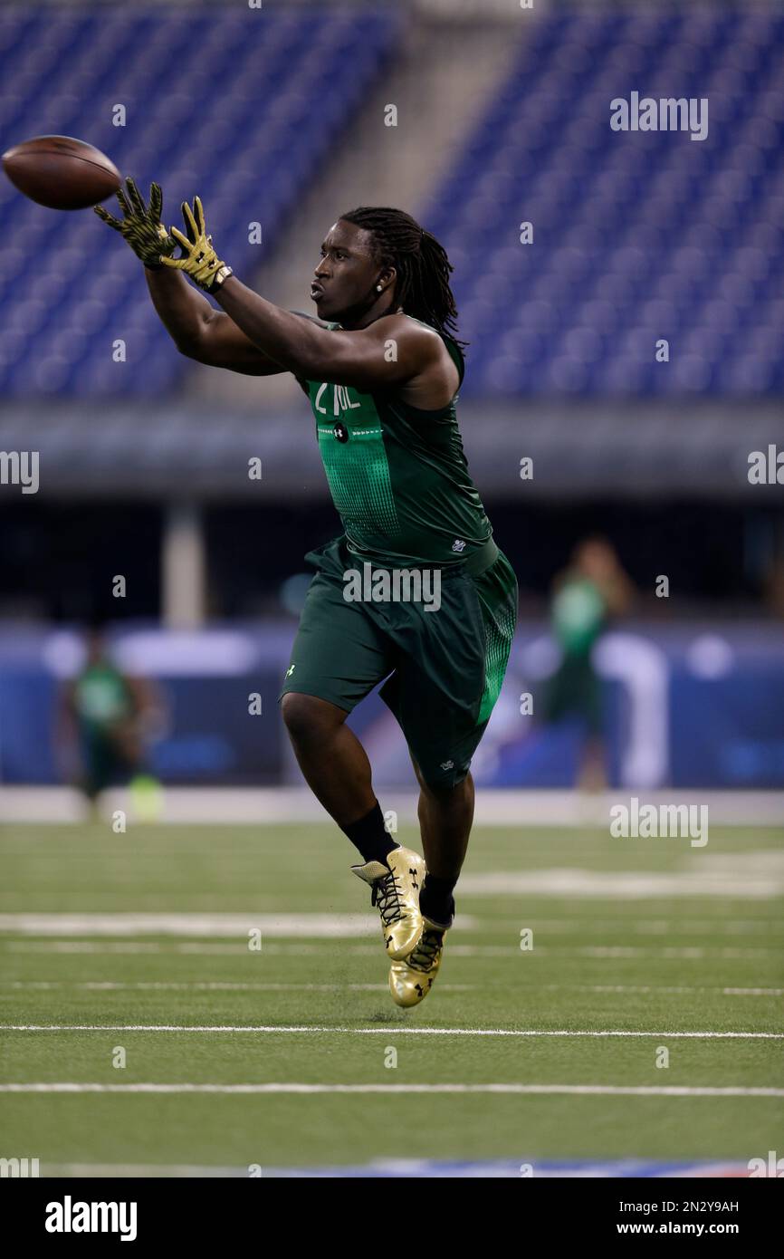 Missouri defensive lineman Markus Golden runs a drill at the NFL ...