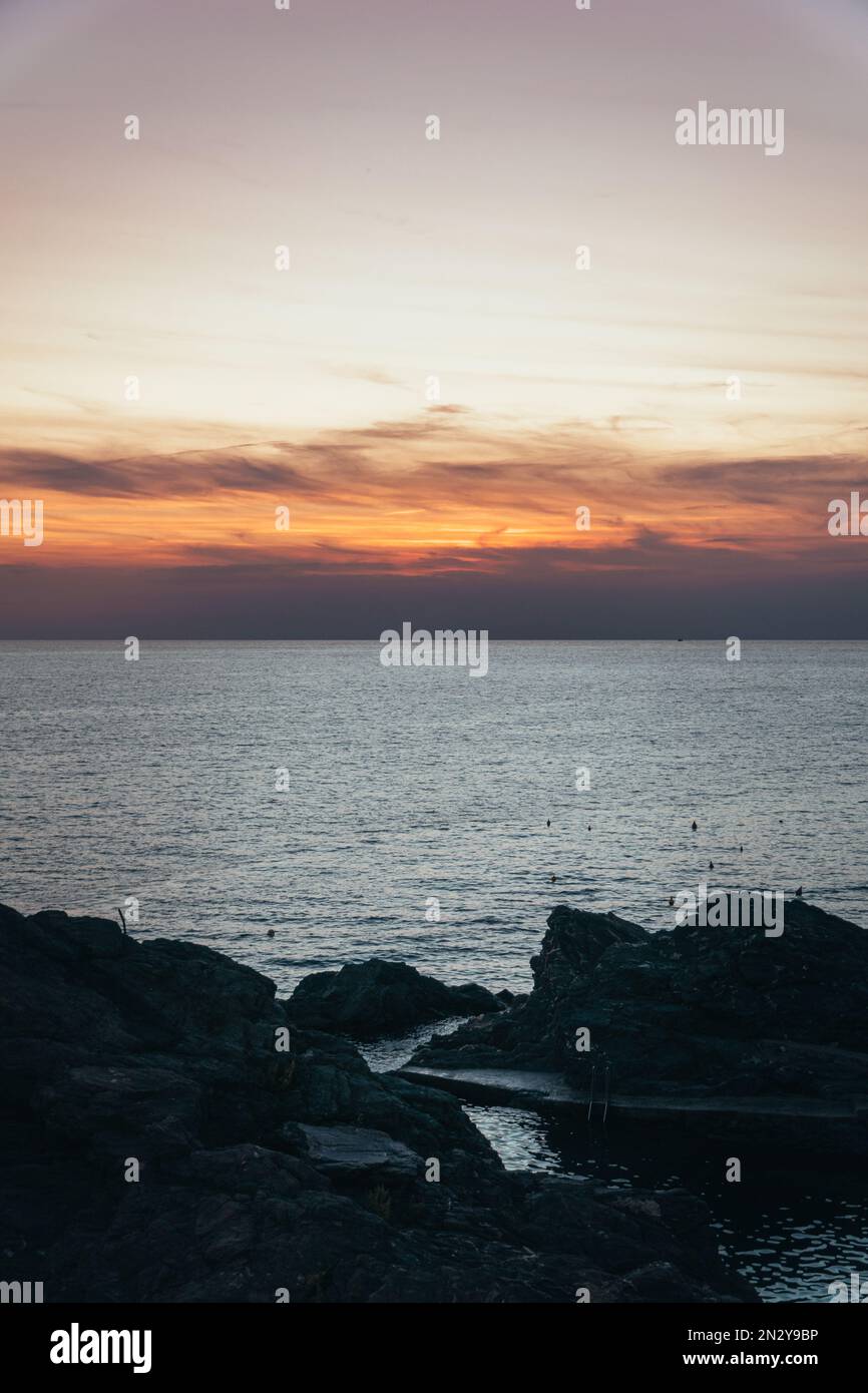Vernazza italy sunset boat hi-res stock photography and images - Alamy