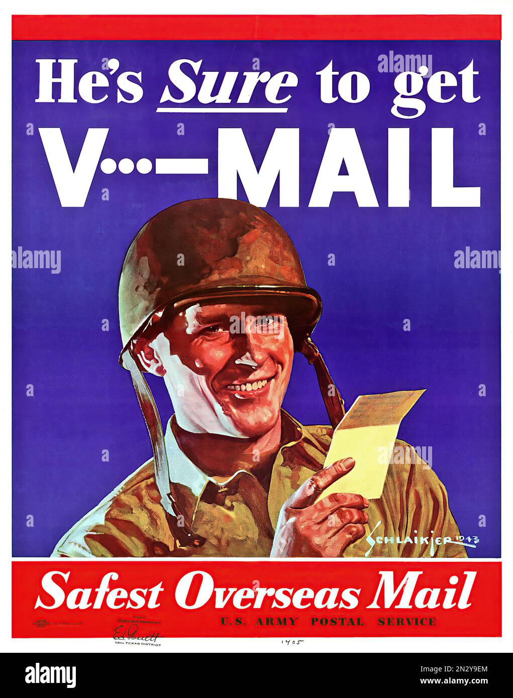 1943 sure to get V-Mail! - World War II - U.S propaganda Poster Stock ...