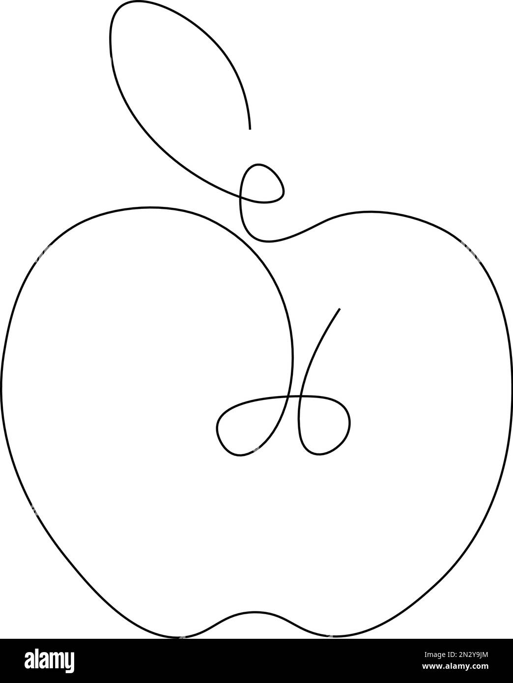 Apple - one line drawing. Continuous line. Hand-drawn minimalist ...